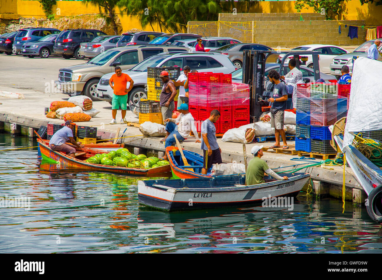 WILLEMSTAD, CURACAO - NOVEMBER 2, 2015 - floating fish market at ...