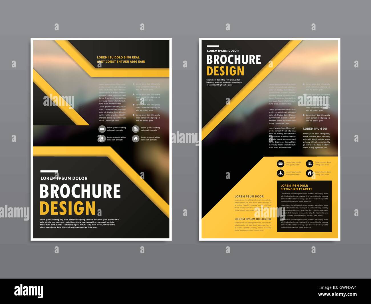 Chic flyer design, blurred mountain background with geometric elements ...