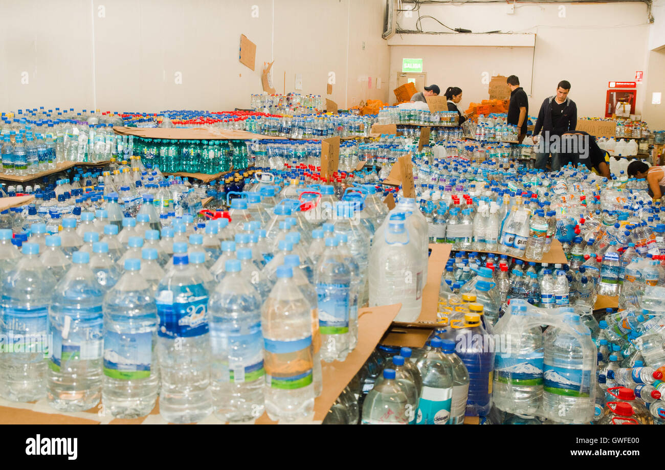 Quito, Ecuador - April,23, 2016: Disaster relief water for earthquake ...