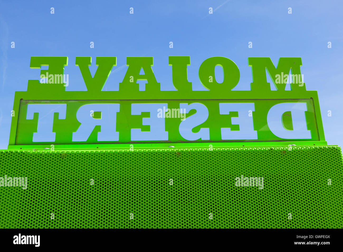 Rear view of the green Mojave Desert Sign Stock Photo - Alamy