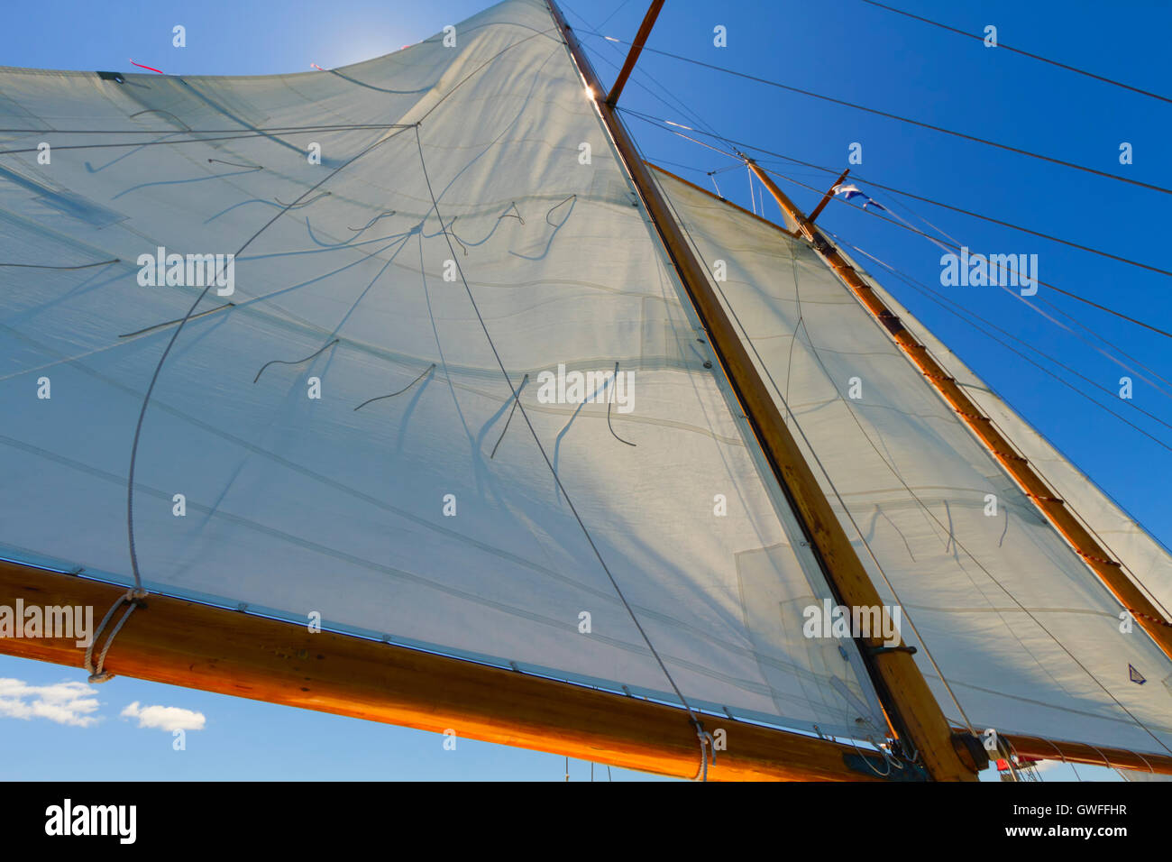 Views of the mast, sails and rigging on the private sail yacht Stock Photo - Alamy