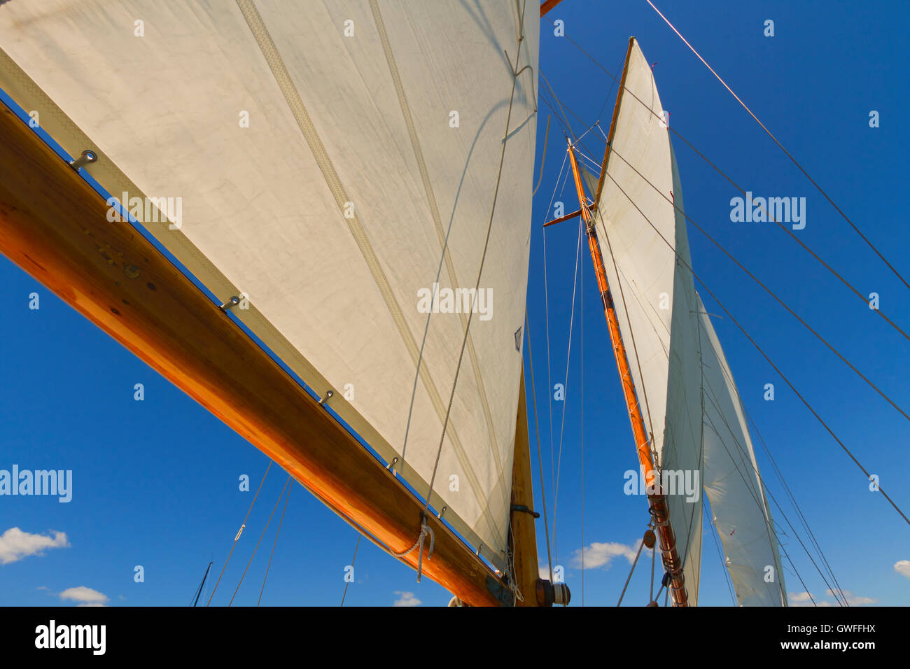 Views of the mast, sails and rigging on the private sail yacht Stock Photo - Alamy