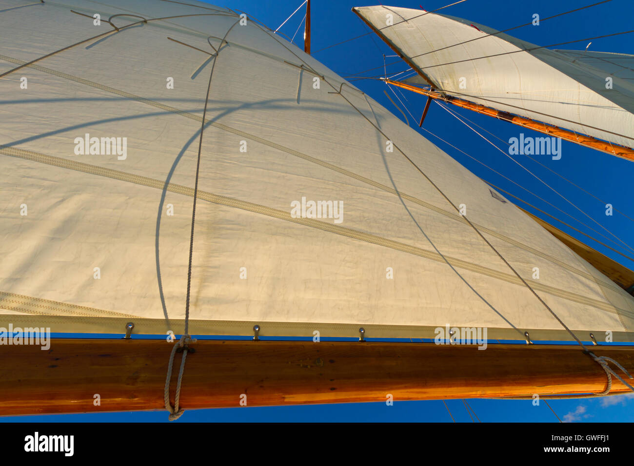 Views of the mast, sails and rigging on the private sail yacht Stock Photo - Alamy