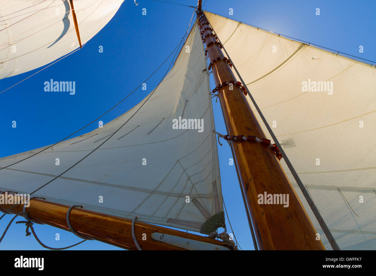 Views of the mast, sails and rigging on the private sail yacht Stock ...