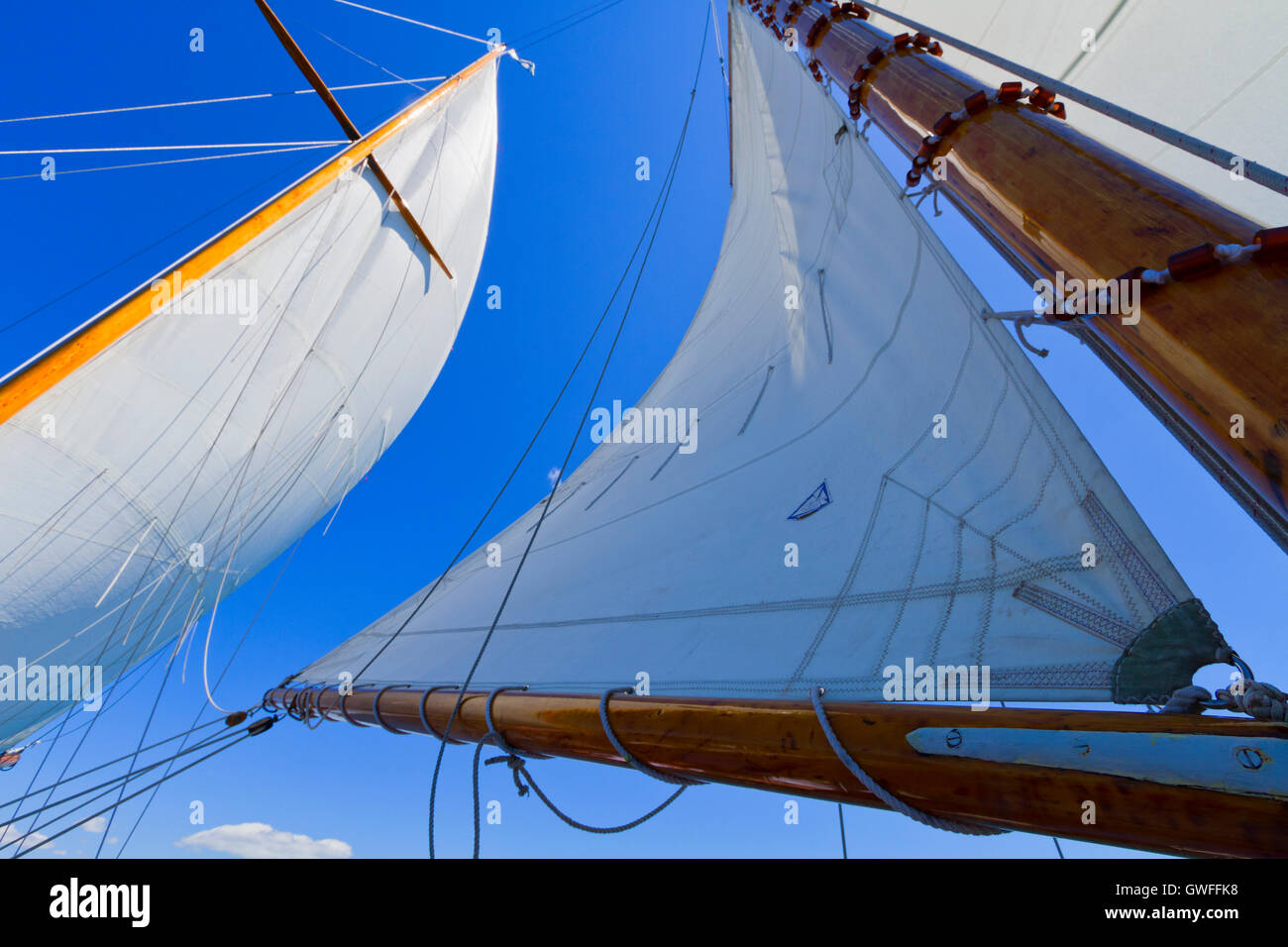 Views of the mast, sails and rigging on the private sail yacht Stock ...
