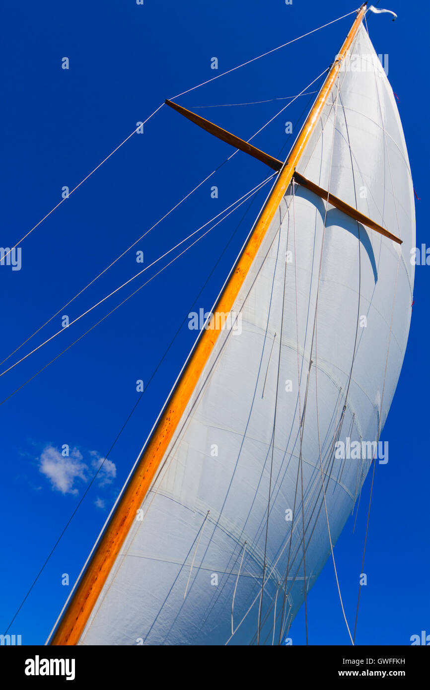 Views of the mast, sails and rigging on the private sail yacht Stock ...