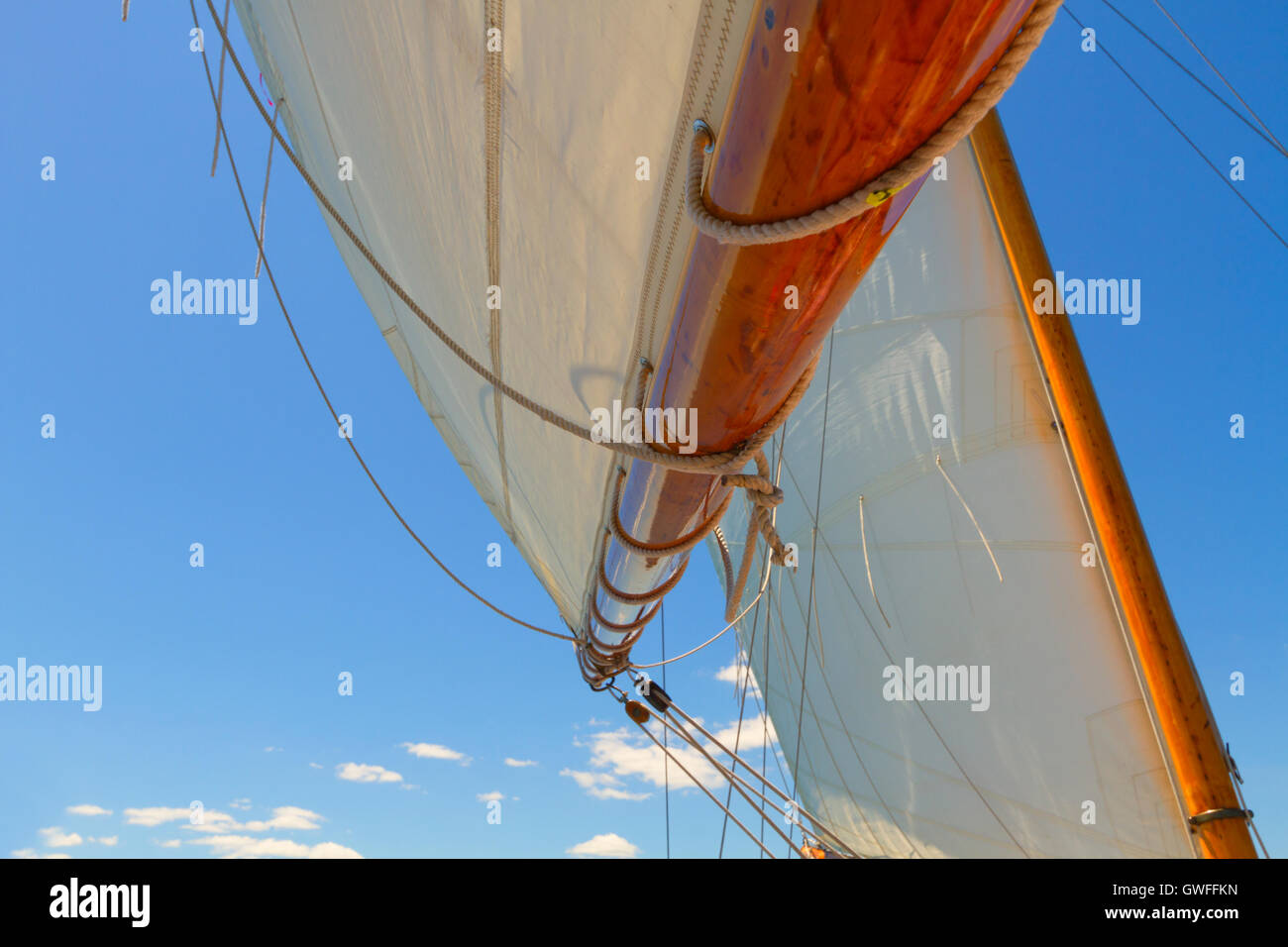 Views of the mast, sails and rigging on the private sail yacht Stock Photo - Alamy