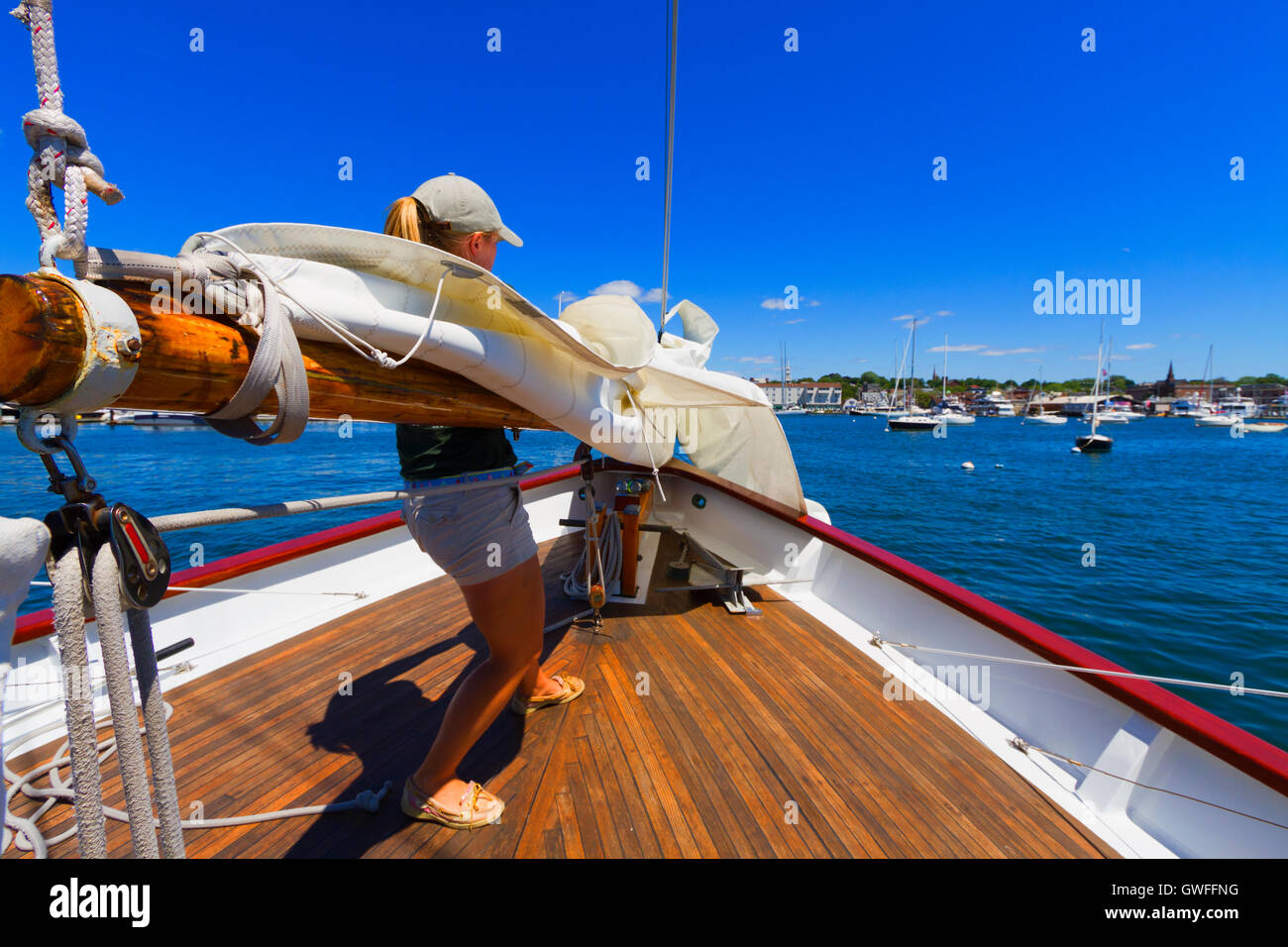 Views of the mast, sails and rigging on the private sail yacht Stock ...