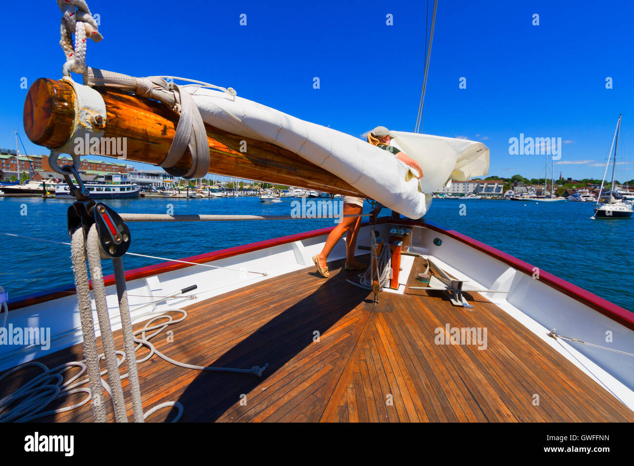 Views of the mast, sails and rigging on the private sail yacht Stock ...