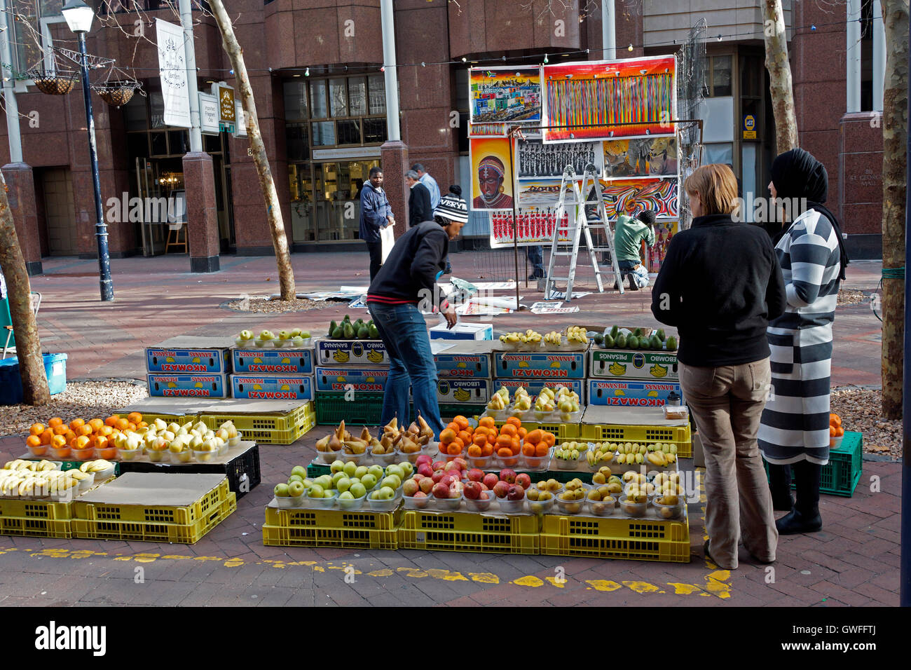 Street vendor selling fruit in St Georges Mall, Cape Town, South Africa ...