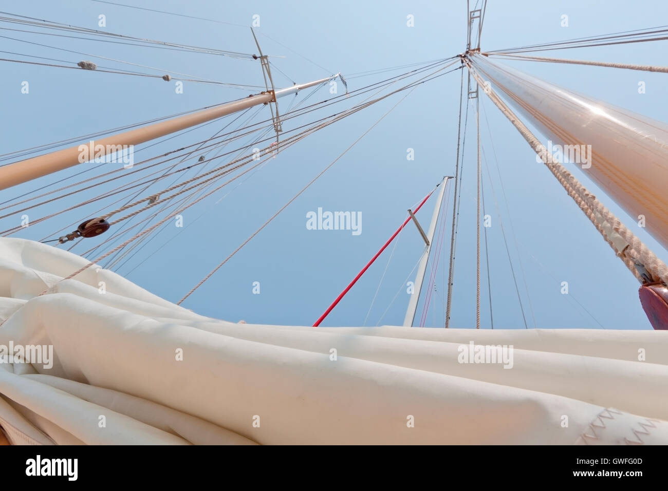 View of the mast and sail on the private sail yacht Stock Photo - Alamy