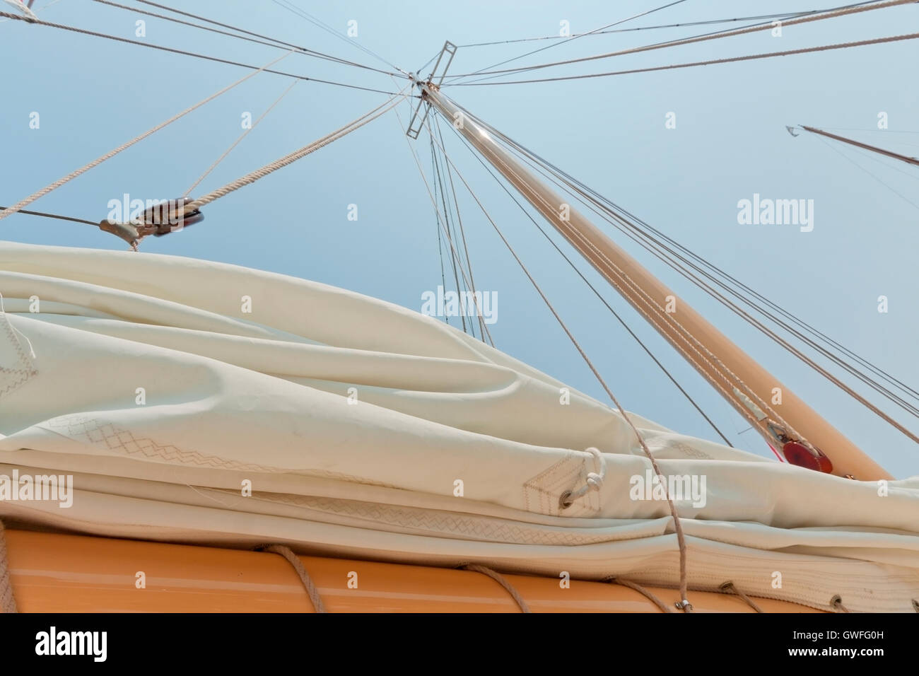 View of the mast and sail on the private sail yacht Stock Photo - Alamy
