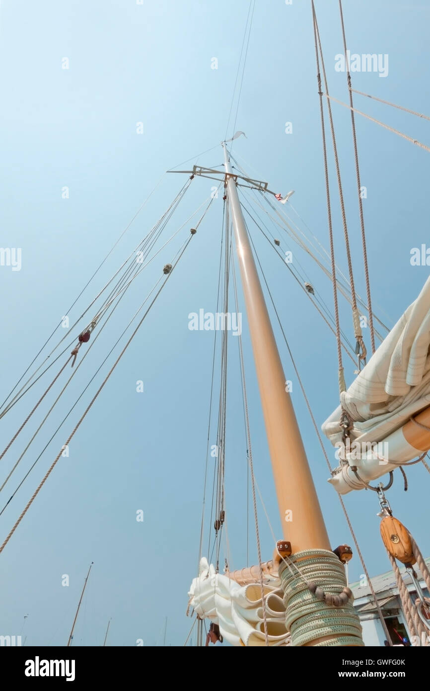 View of the mast and sail on the private sail yacht Stock Photo - Alamy