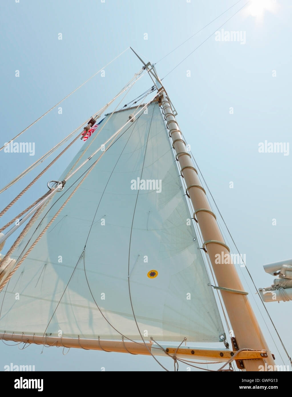 Views of the mast, sails and rigging on the private sail yacht Stock Photo - Alamy