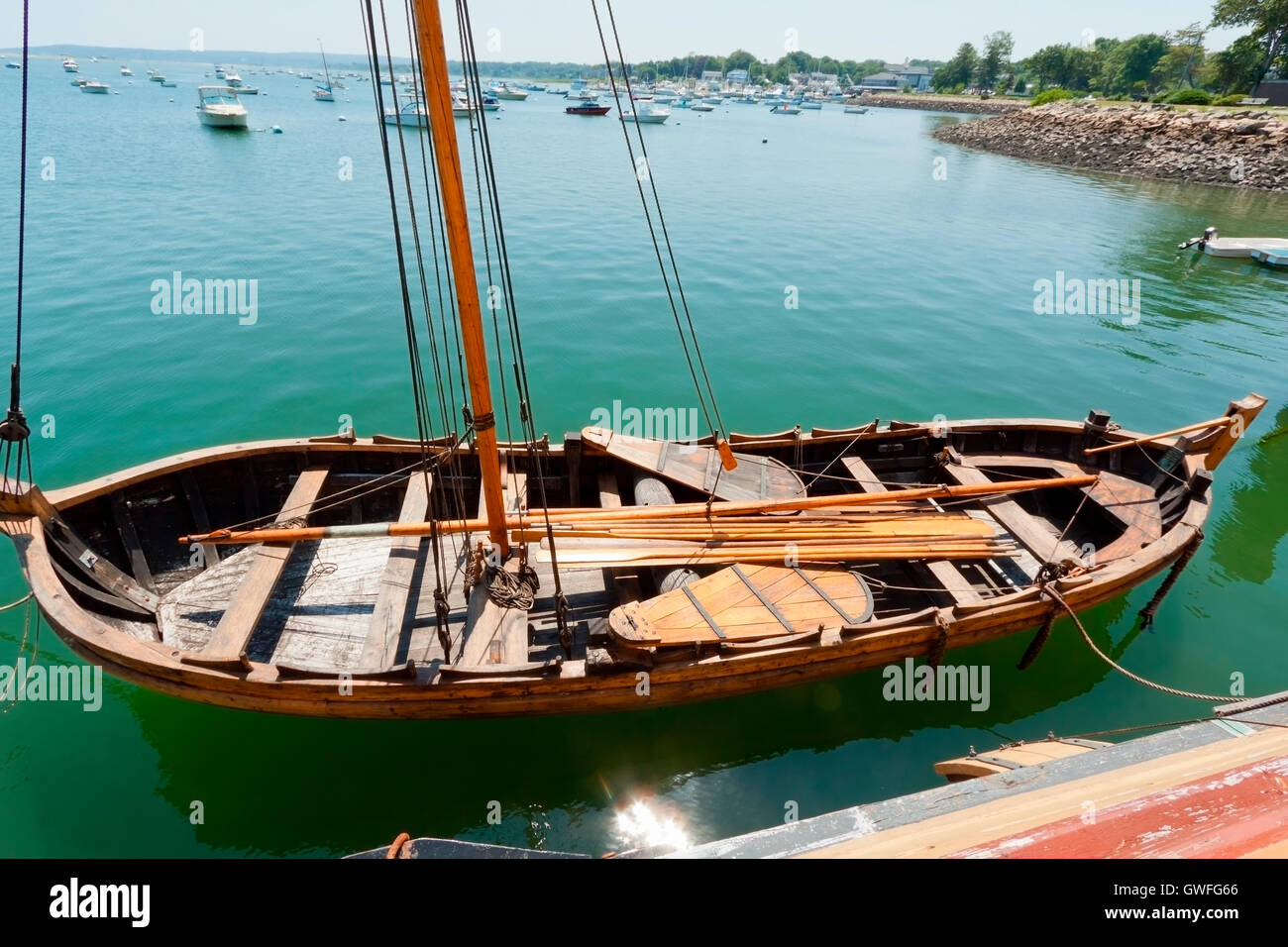 View of the ancient nautical sailing boat at the Historic Plymouth ...