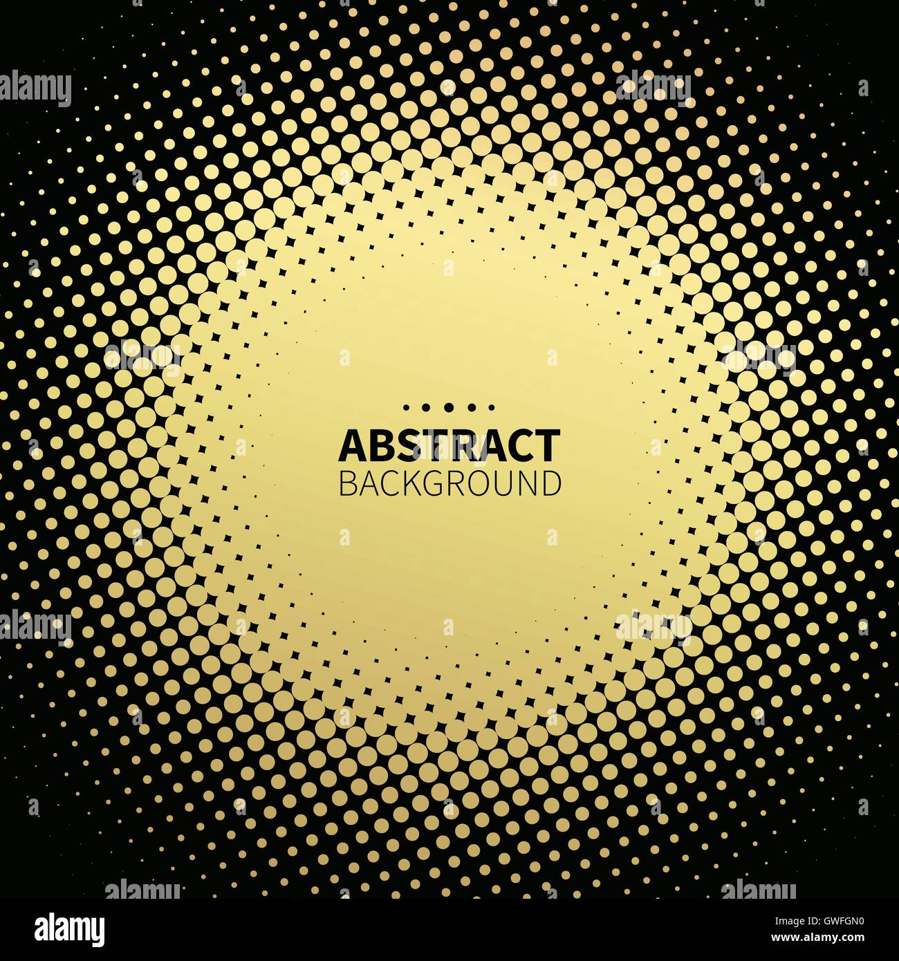 Luxury golden dotted pattern on black background. Round shape Stock ...
