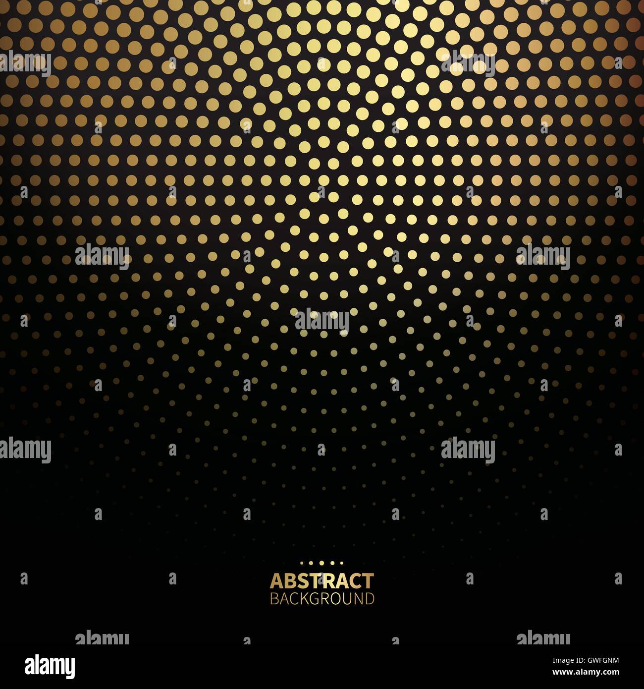 Luxury golden dotted pattern on black background. Round shape Stock ...