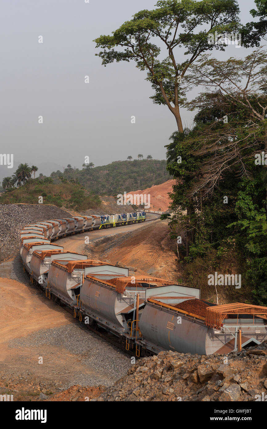Transporting and managing iron ore.100 wagon ore train with new front ...
