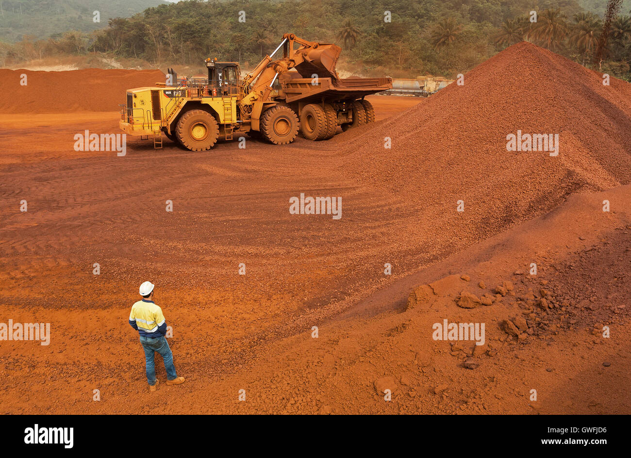 Mining operations for transporting and managing iron ore. Stockpiling ...