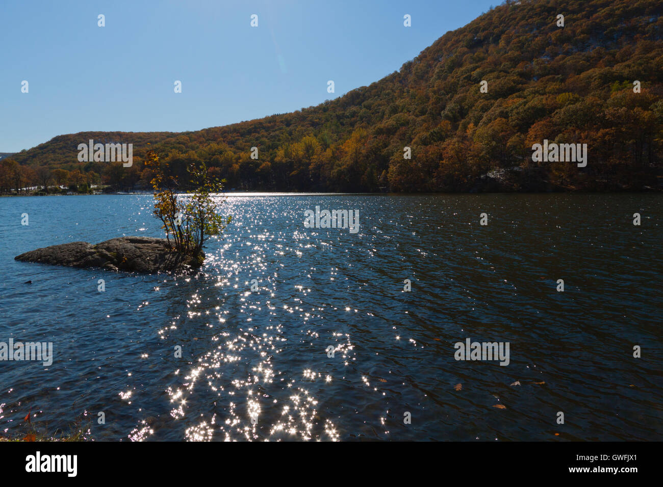 Beautiful fall colors by the forest lake Stock Photo - Alamy