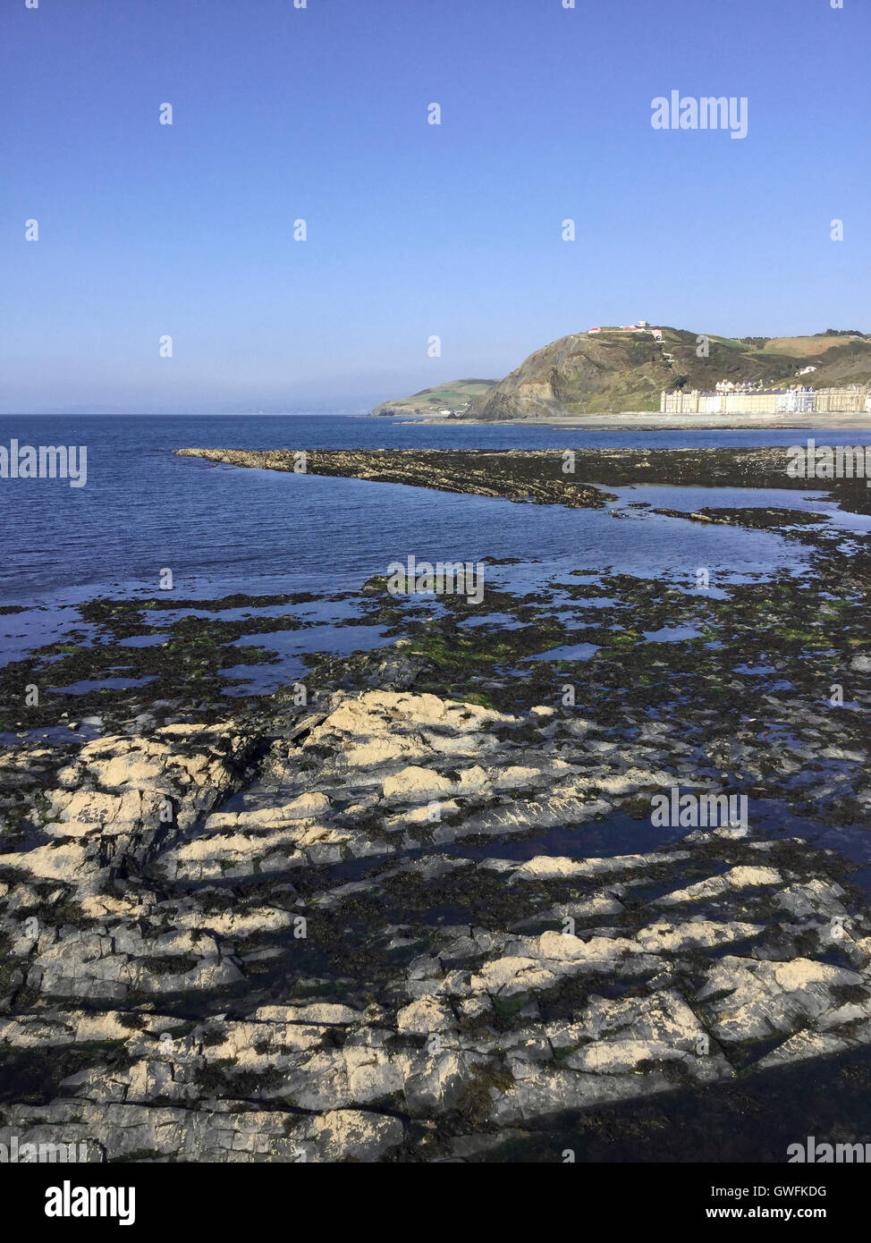 aberystwyth, wales, uk, promenade, sea, seaside, beach, resort, july ...