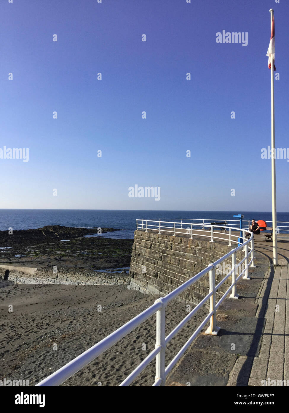 aberystwyth, wales, uk, promenade, sea, seaside, beach, resort, july ...
