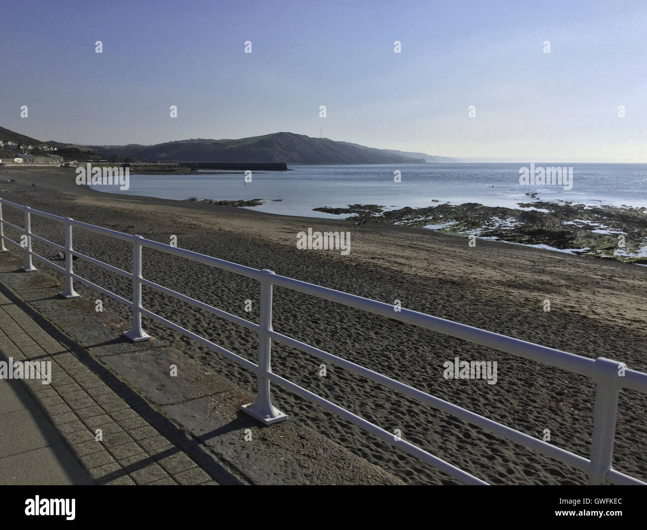 aberystwyth, wales, uk, promenade, sea, seaside, beach, resort, july ...