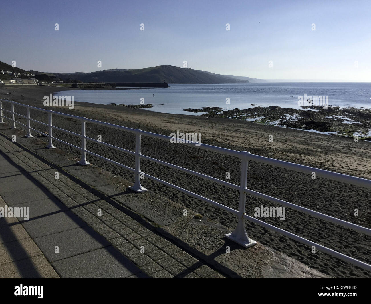 aberystwyth, wales, uk, promenade, sea, seaside, beach, resort, july ...