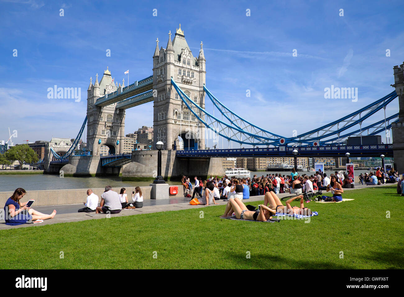 London, UK. 13th September, 2016. UK Weather: Sun bathers make the most ...