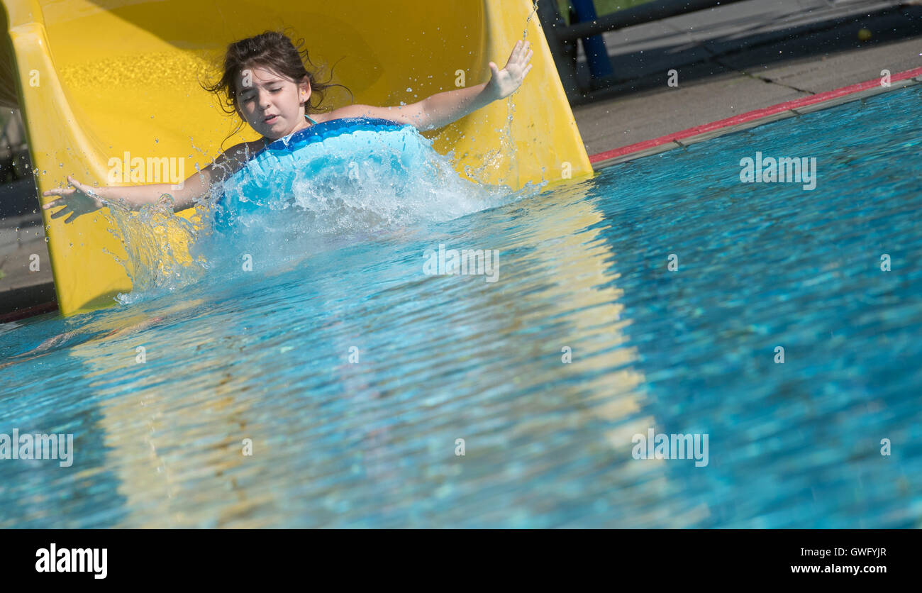 Hanover, Germany. 12th Sep, 2016. Dilara (5) comes down a slide at the ...