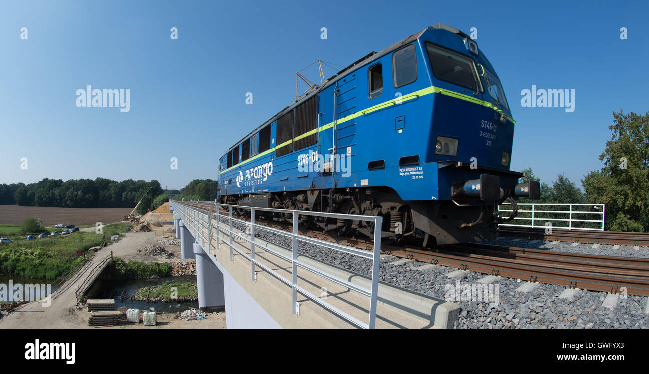 A Polish freight train carries out a loaded test run over the new Neue ...