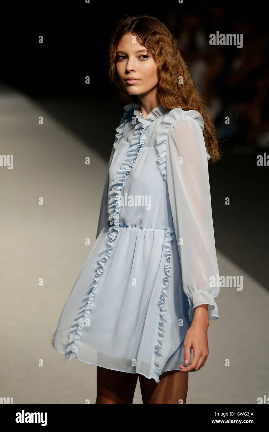 Madrid, Spain. 13th September, 2016. A model wears at collection runway ...