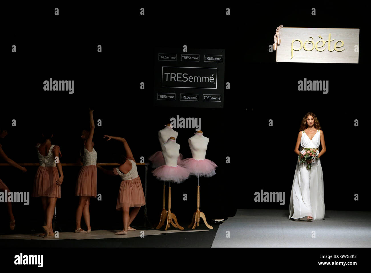 Madrid, Spain. 13th September, 2016. A model wears at collection runway ...