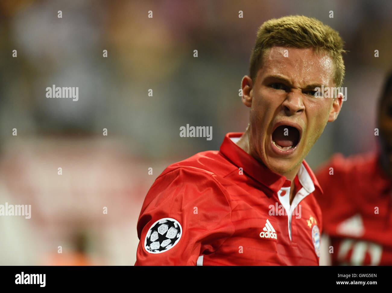 Munich, Germany. 13th Sep, 2016. Bayern's Joshua Kimmich celebrating ...