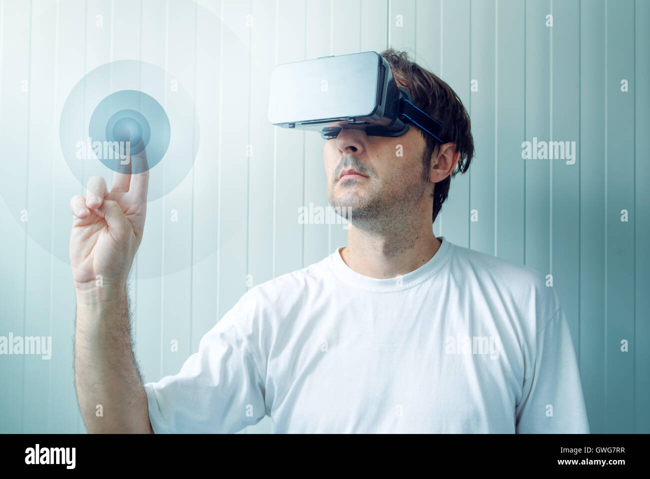Man using vr goggles hi-res stock photography and images - Alamy