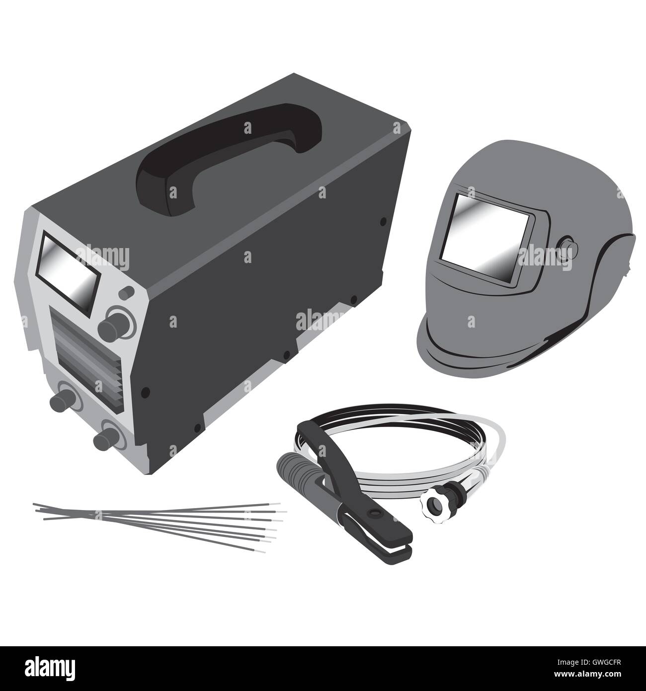 welding, mask, welder, isolated, vector, construction, industry, black ...