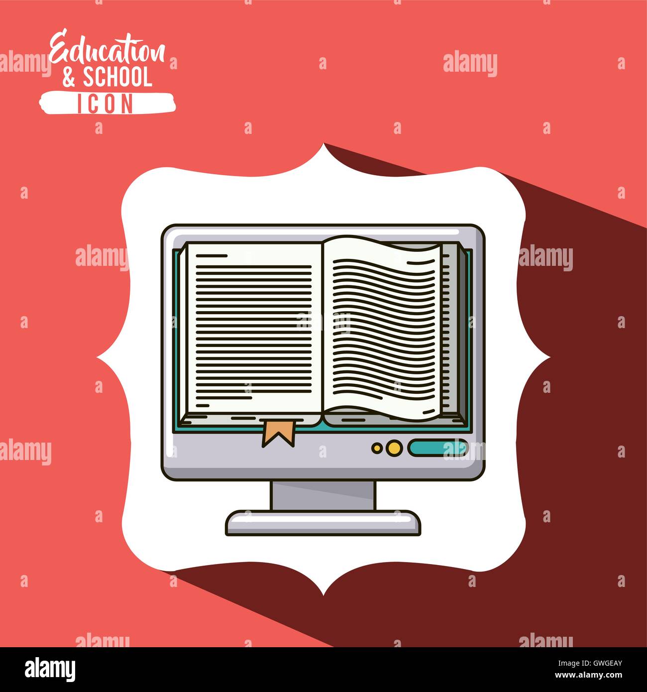 School and computer book inside frame design Stock Vector Image & Art ...