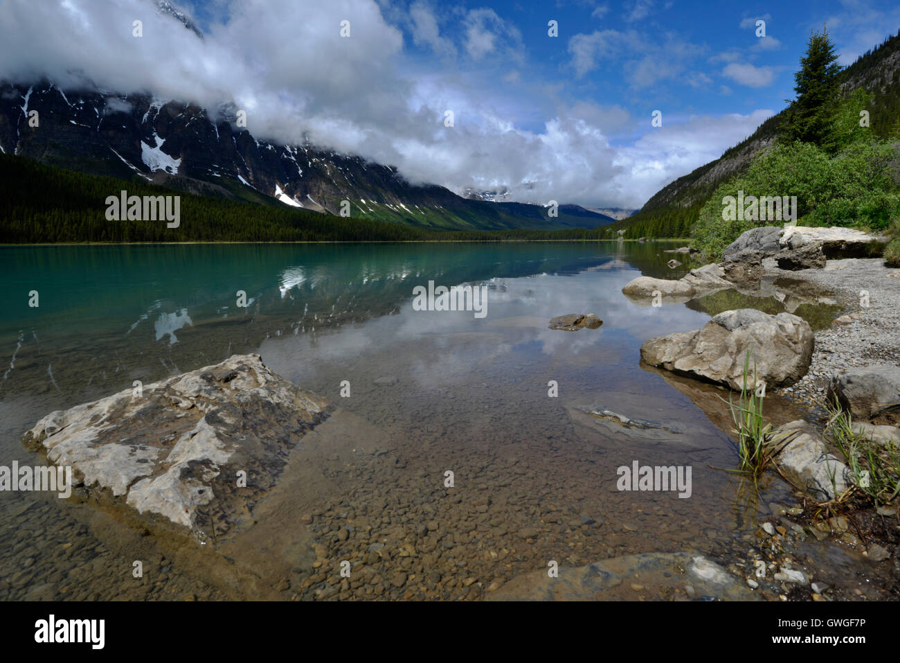Waterfowl Lake and Mount Chephren, Banff National Park, Canada Stock ...