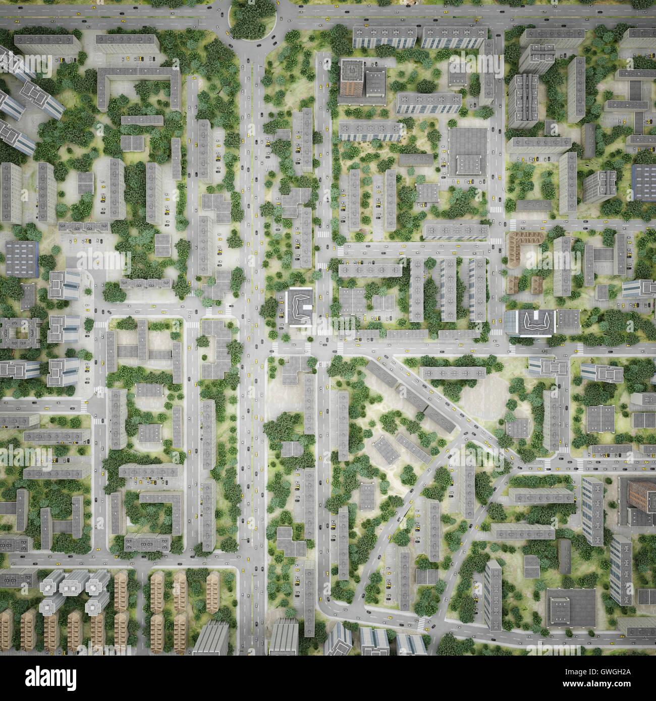 City top view 3d rendering Stock Photo - Alamy