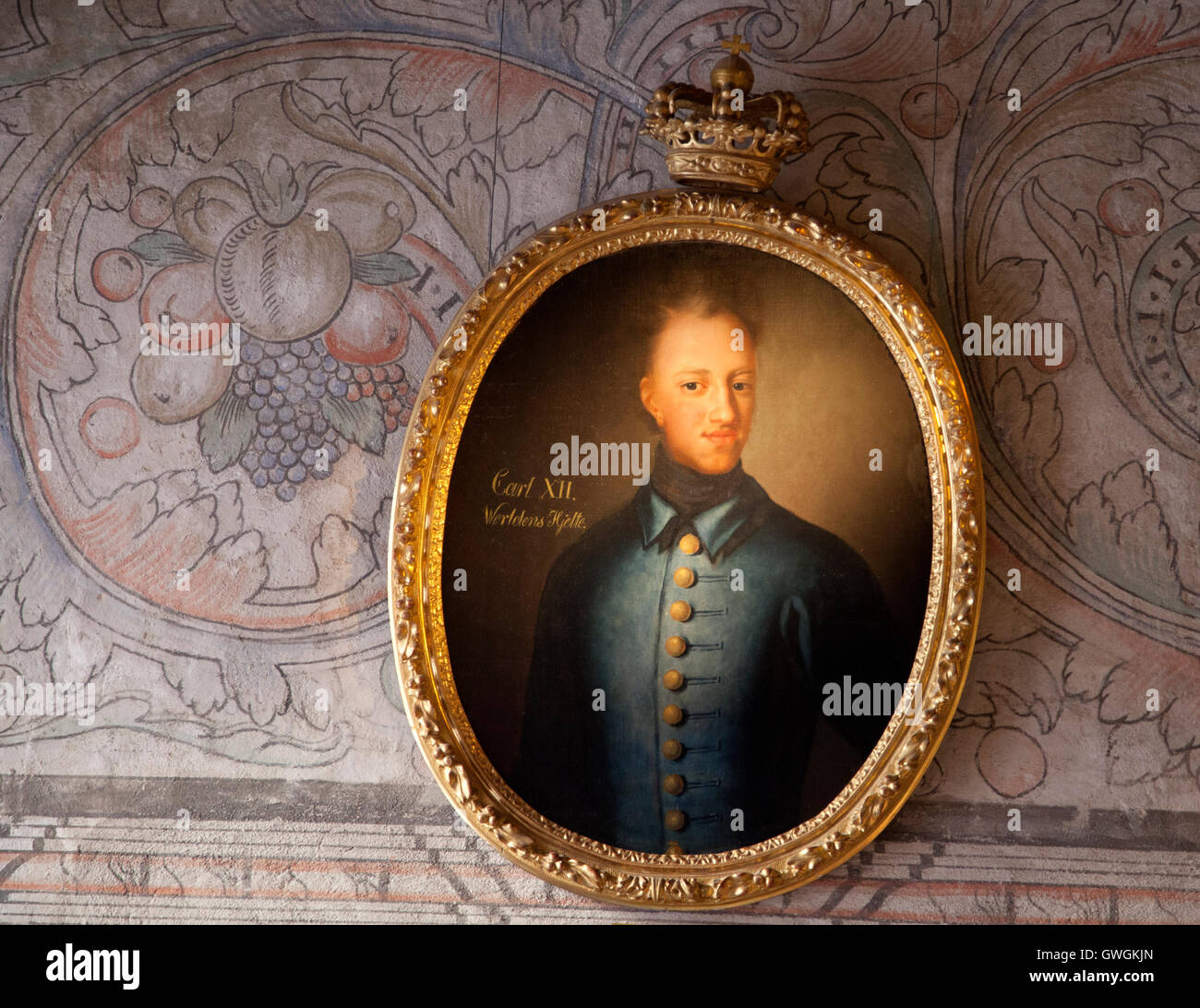 MARIEFRED GRIPSHOLM CASTLE portrait of King Karl XII Stock Photo - Alamy