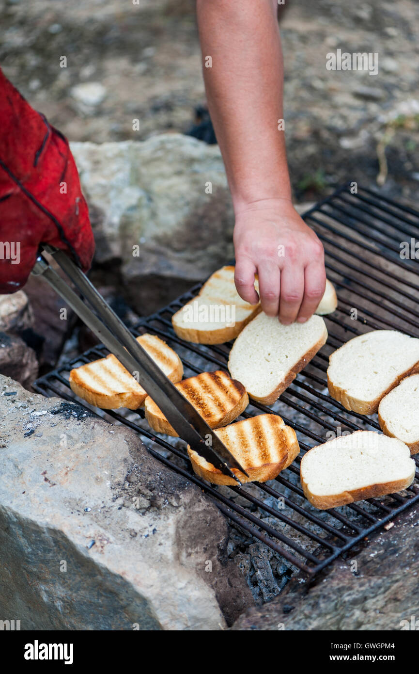 Toast bread on the grill Stock Photo - Alamy