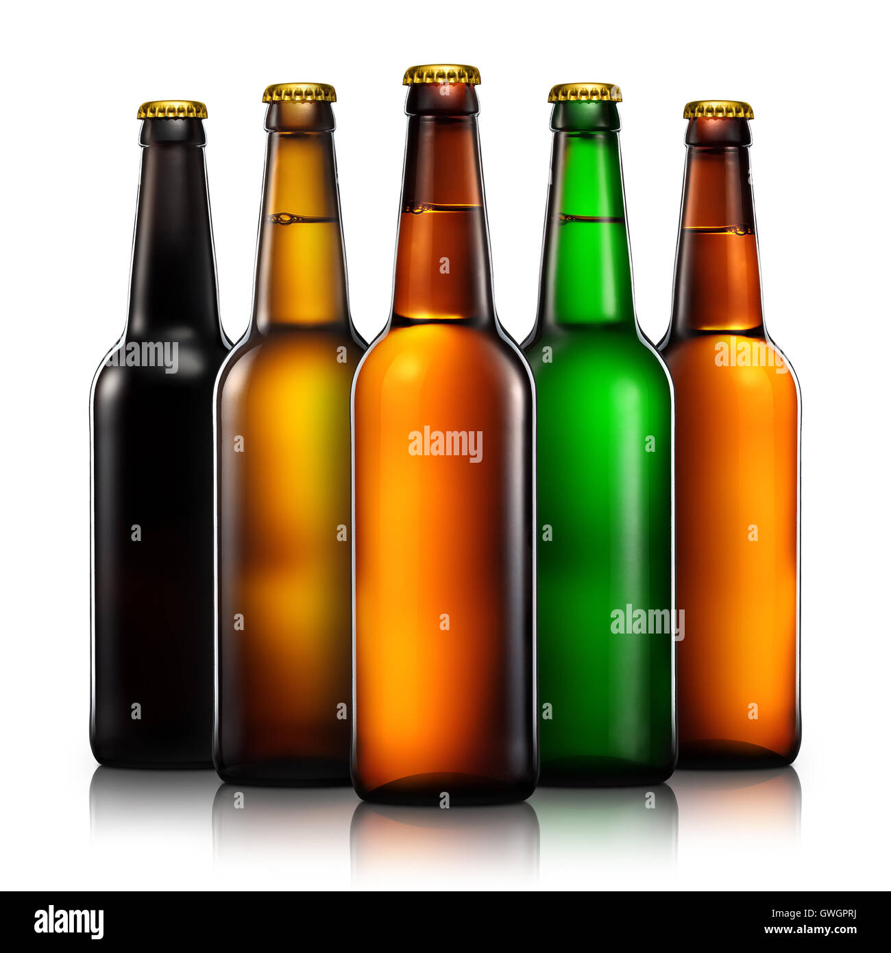 Set of beer bottles isolated on white background Stock Photo - Alamy