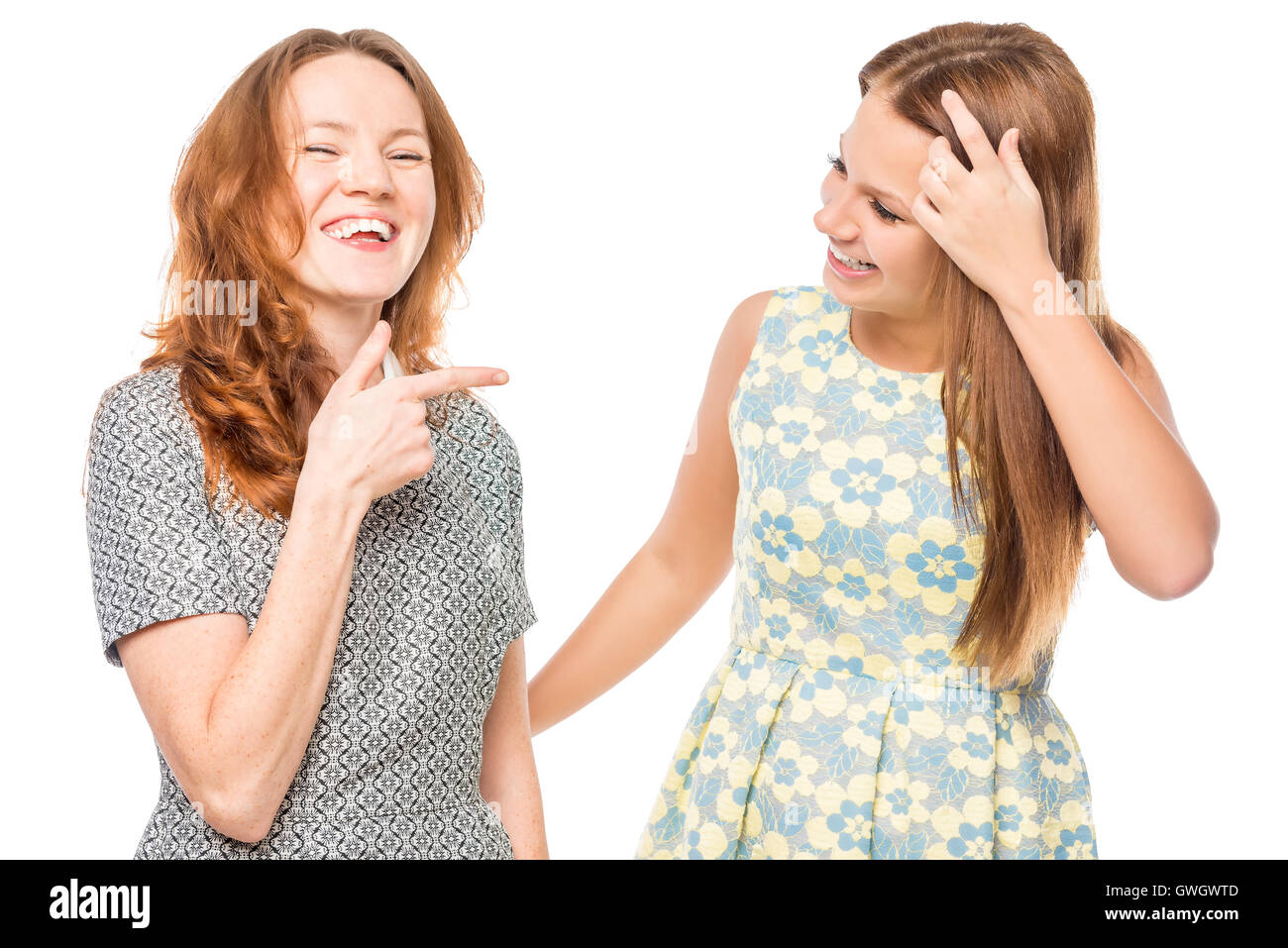 Girl shows a finger on her best friend Stock Photo - Alamy