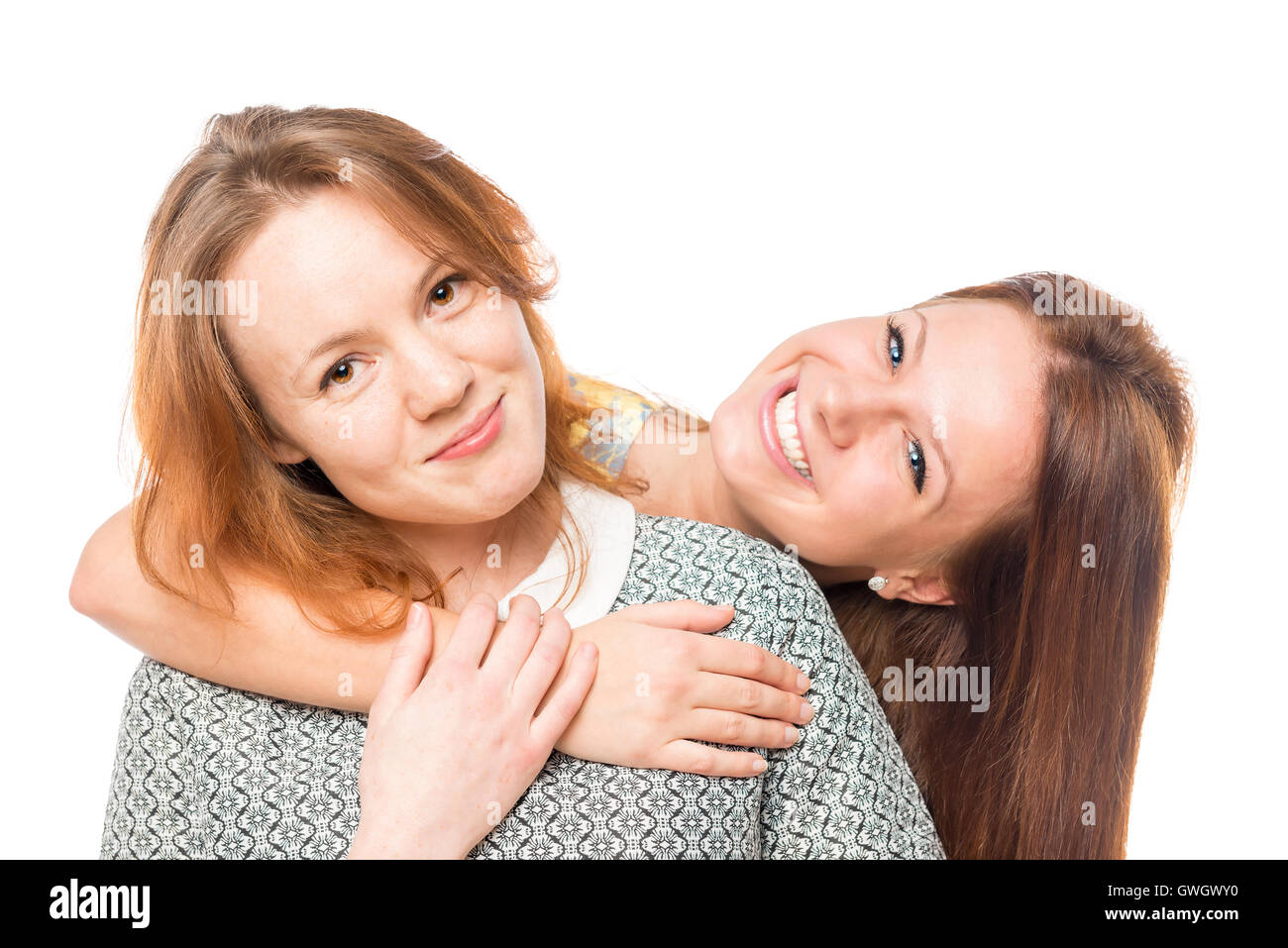 best friends hugging isolated on a white background Stock Photo - Alamy