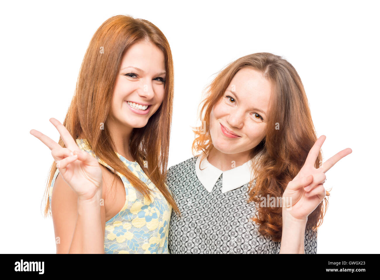 Happy girl 30 years on a white background Stock Photo - Alamy