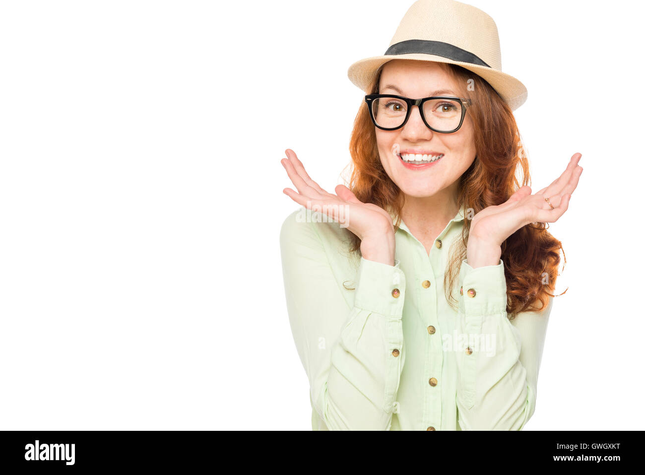 pleasant surprise on the face of a beautiful girl Stock Photo - Alamy