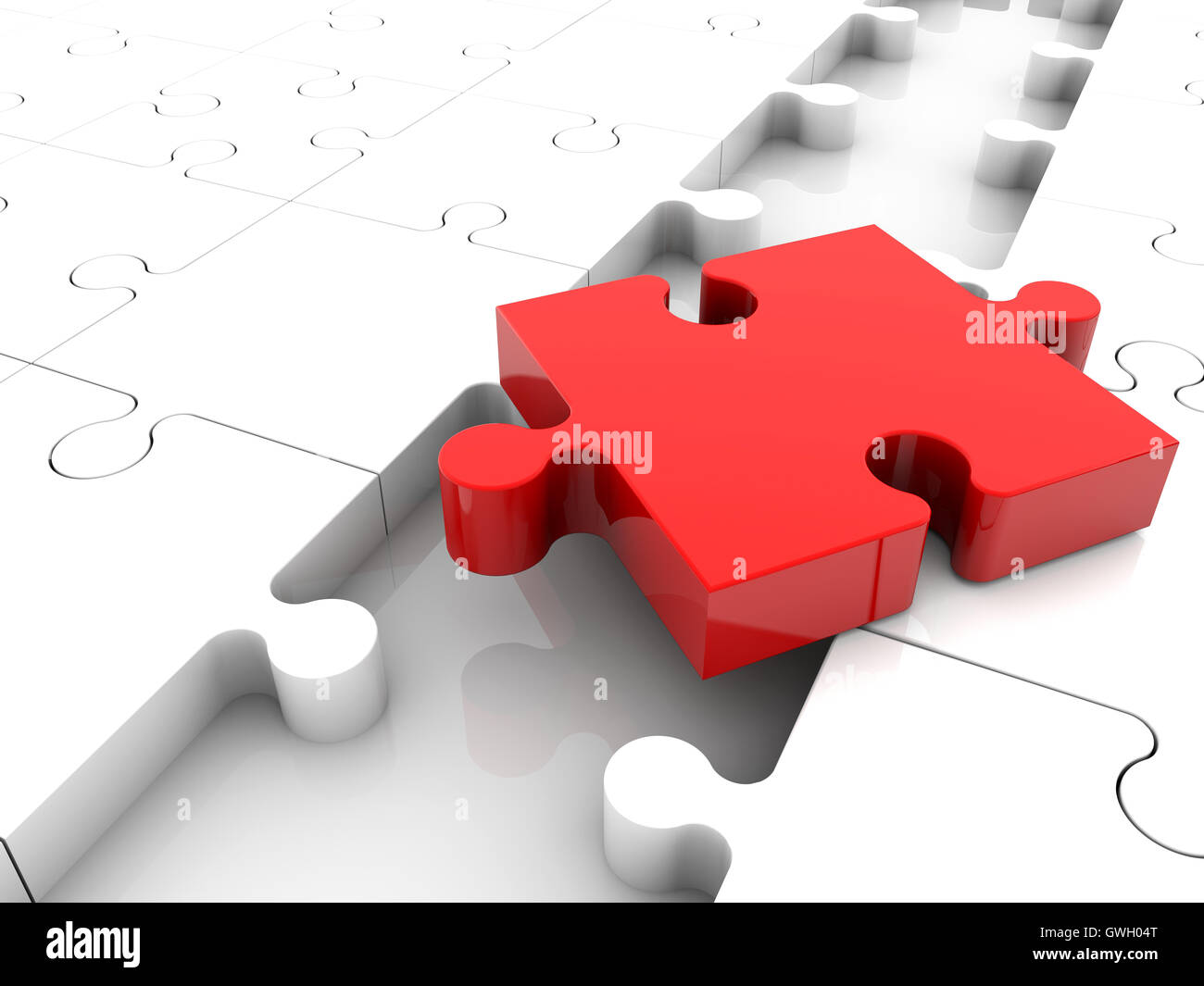 Red puzzle piece on white puzzle pieces Stock Photo - Alamy