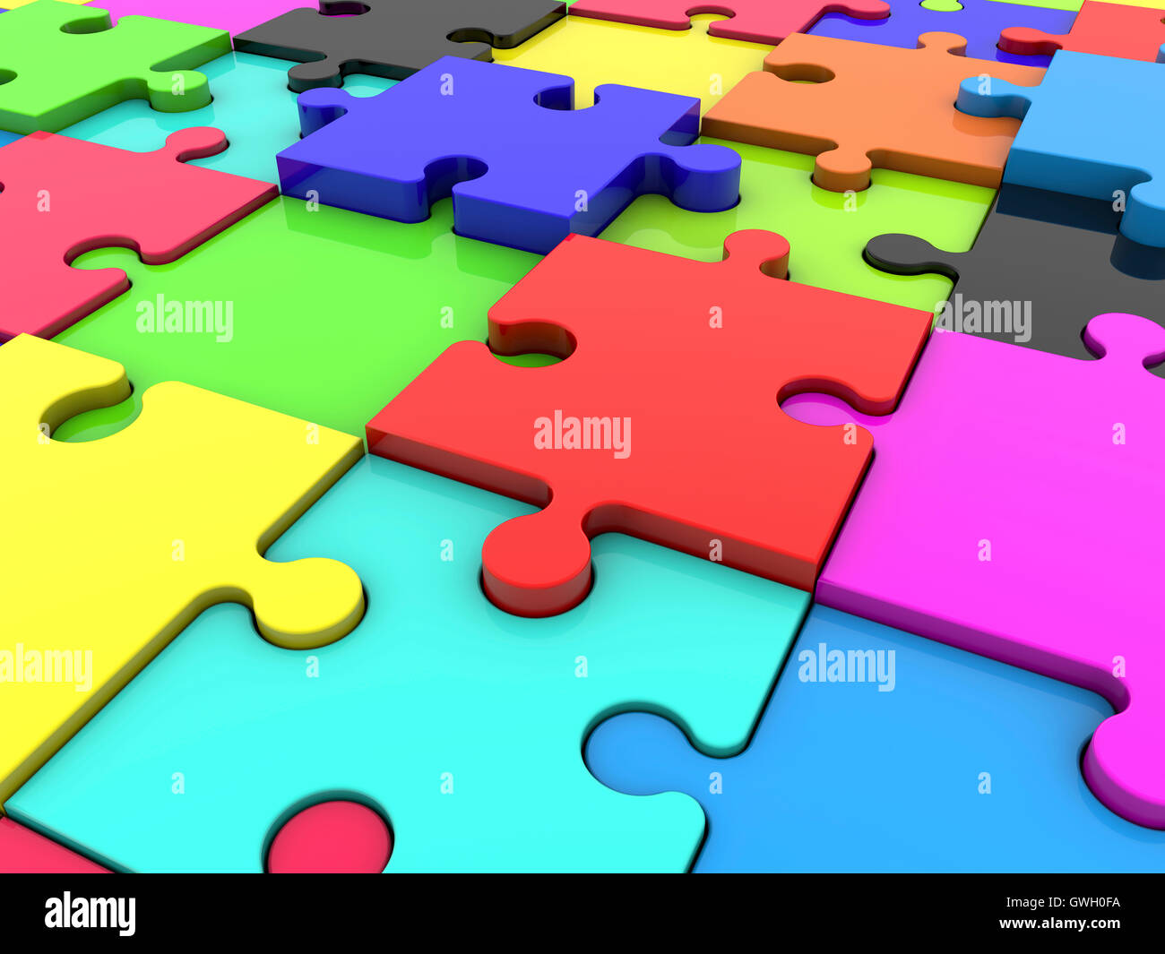 Puzzle pieces in various colors Stock Photo - Alamy