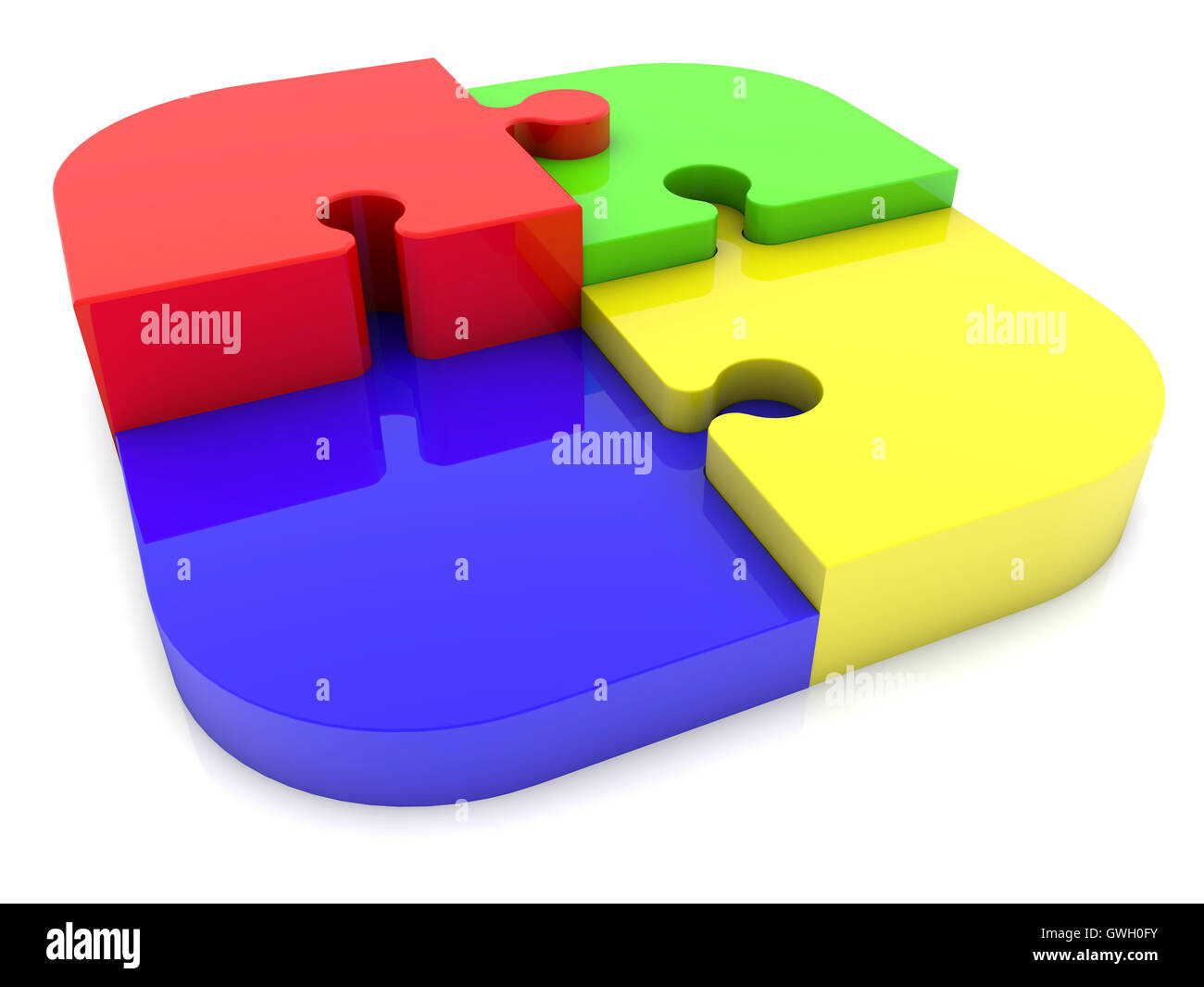 Puzzle pieces in four colors Stock Photo - Alamy
