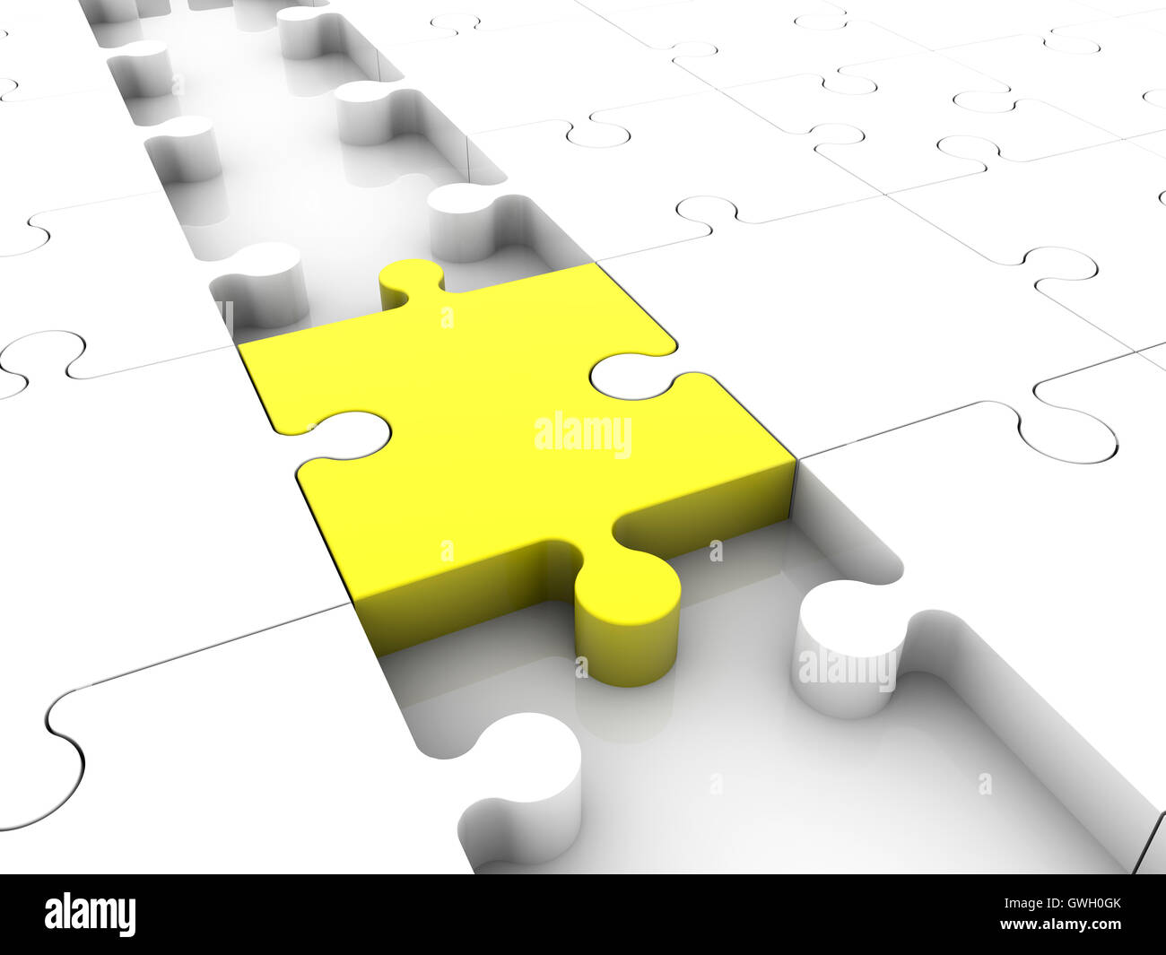 Puzzle pieces in white and yellow colors Stock Photo - Alamy